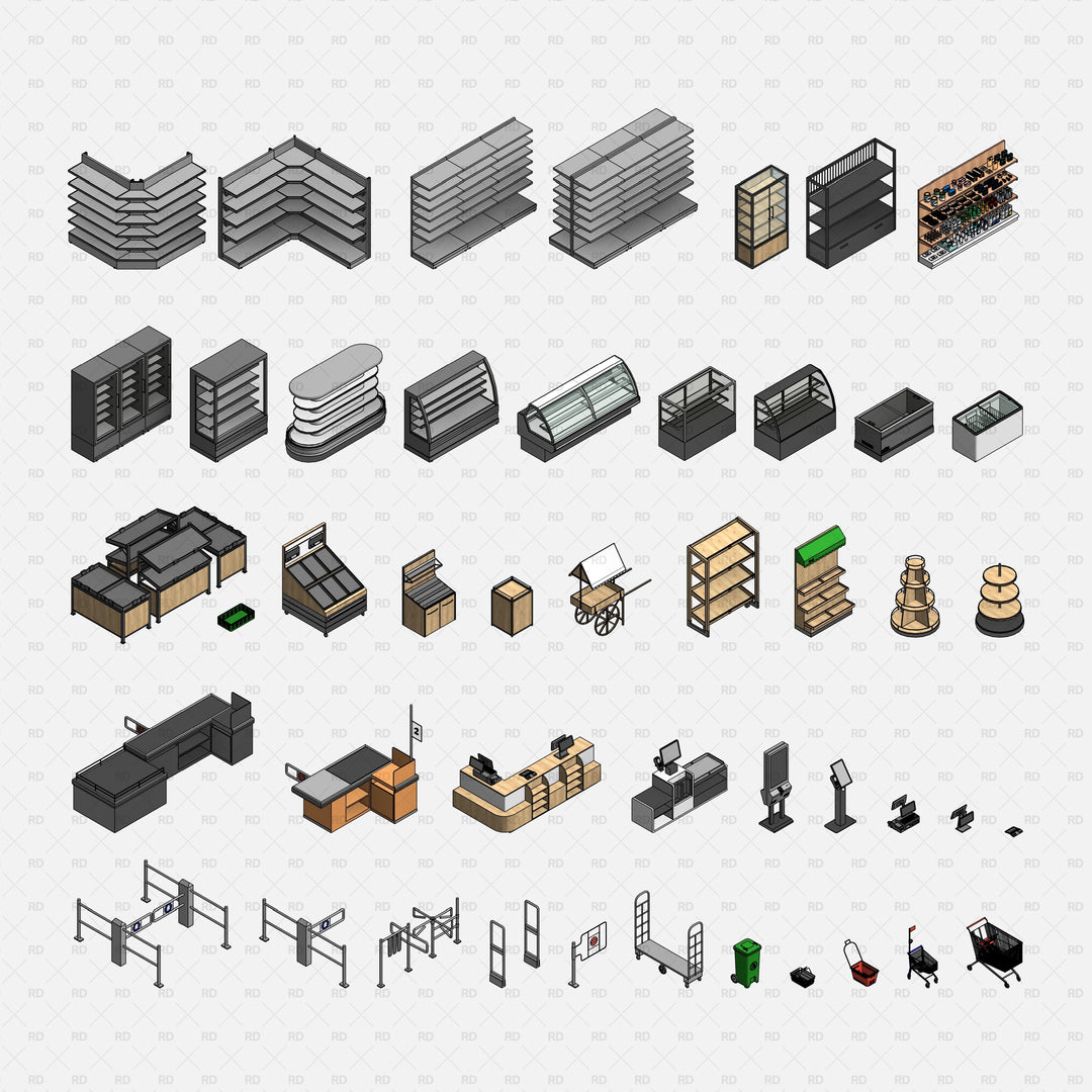 Revit Supermarket and Grocery Store Equipment Families | RD Studio