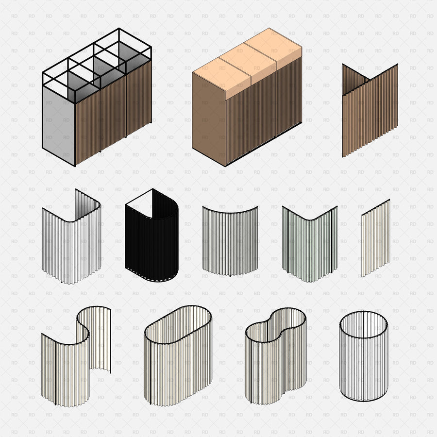 Changing & Fitting Room Revit Family | Curtain Rods & Tracks