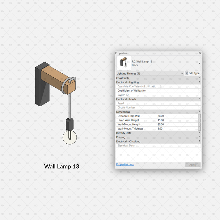 Download Free Wall Lamp Revit Families | Lighting Fixtures | RD Studio
