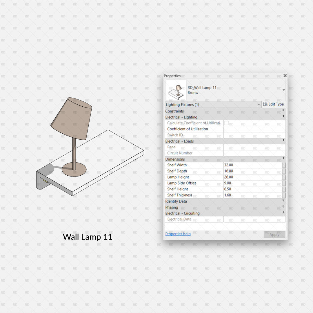 Download Free Wall Lamp Revit Families | Lighting Fixtures | RD Studio
