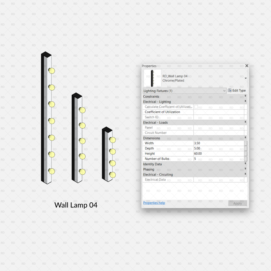Download Free Wall Lamp Revit Families | Lighting Fixtures | RD Studio