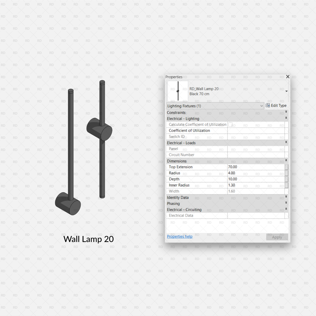 Download Free Wall Lamp Revit Families | Lighting Fixtures | RD Studio