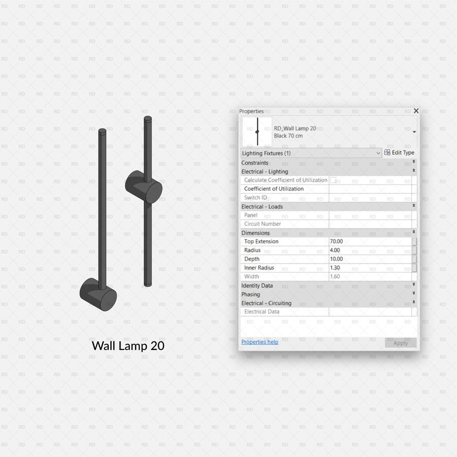 Download Free Wall Lamp Revit Families | Lighting Fixtures | RD Studio