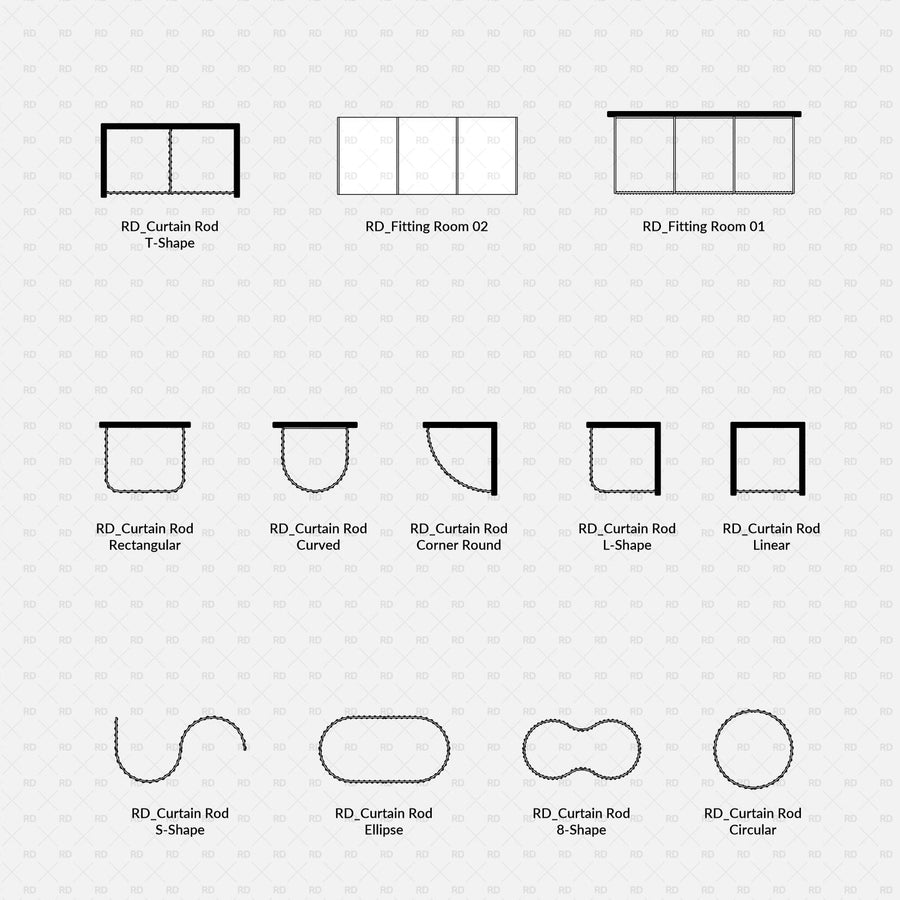 Changing & Fitting Room Revit Family | Curtain Rods & Tracks