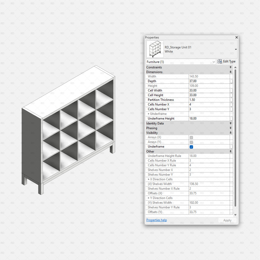 Download Revit Universal Storage System (IKEA KALLAX) | RD Studio