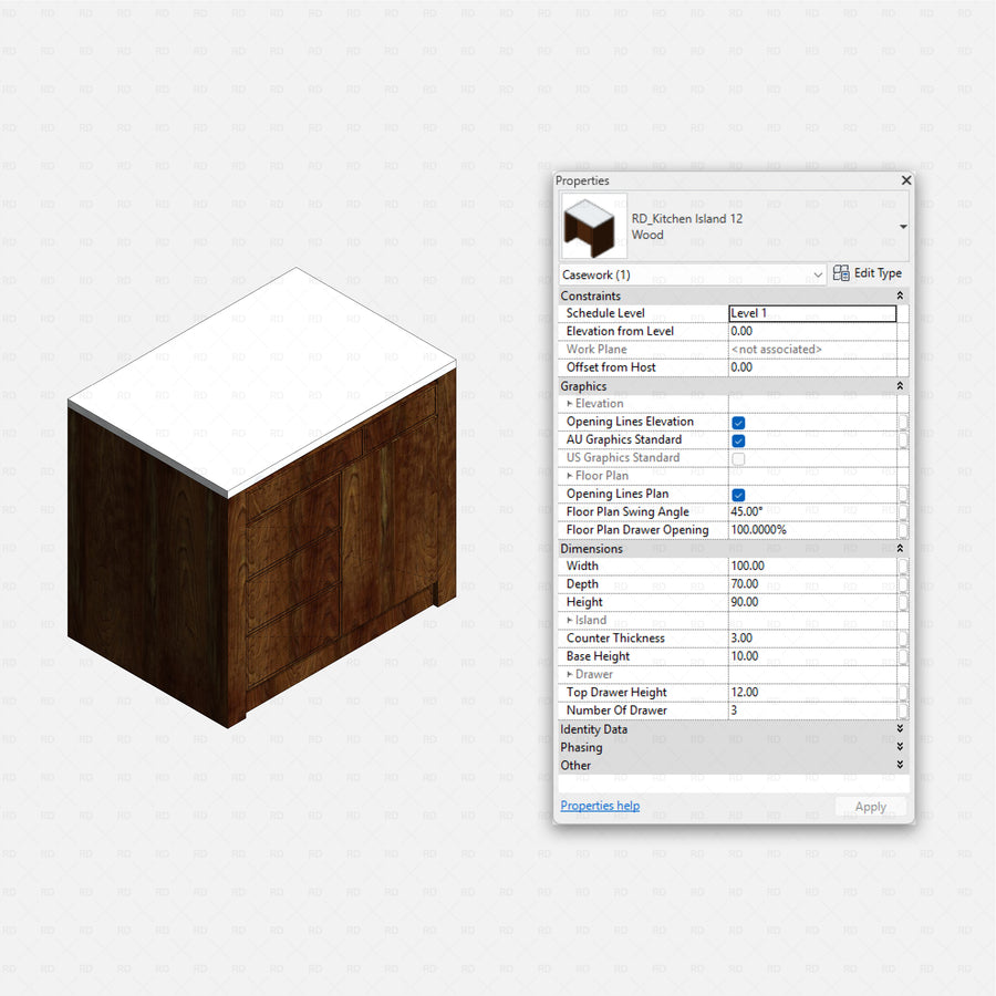 Download Free Revit Kitchen Island | Furniture Families | RD Studio