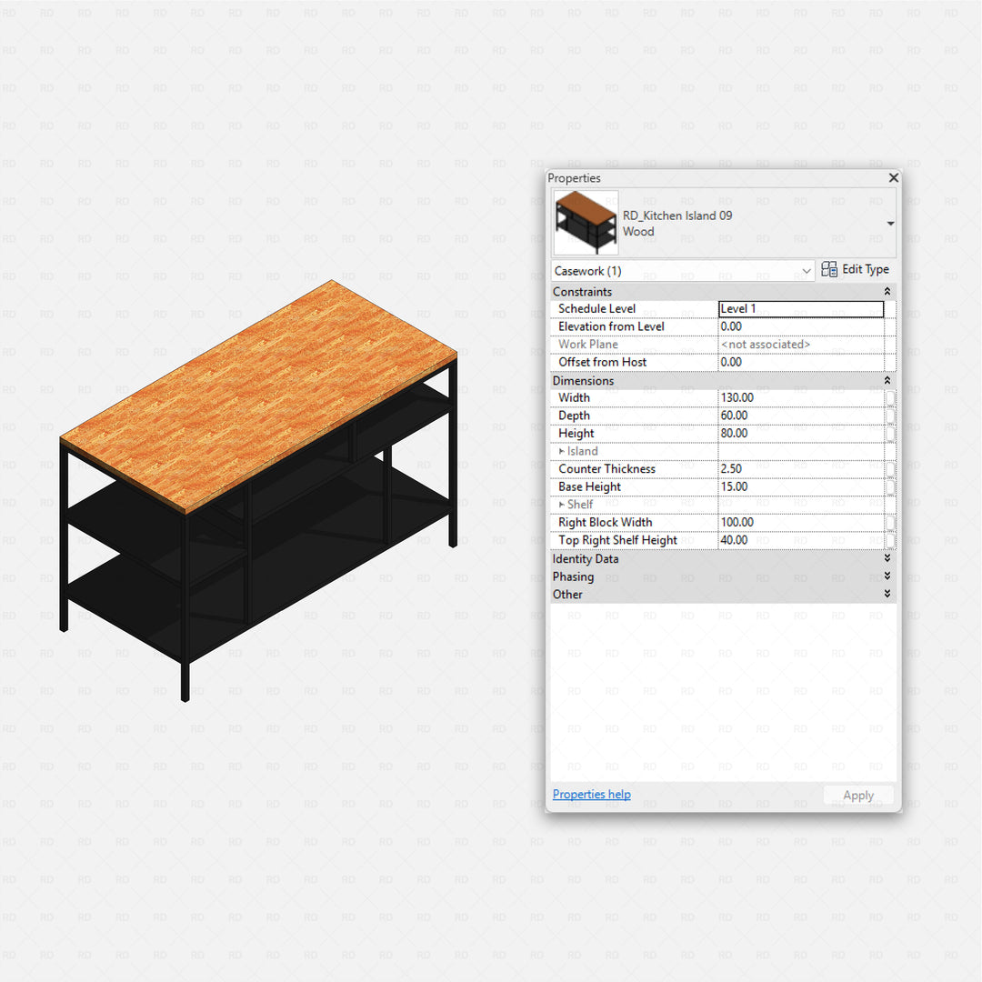 Download Free Revit Kitchen Island | Furniture Families | RD Studio