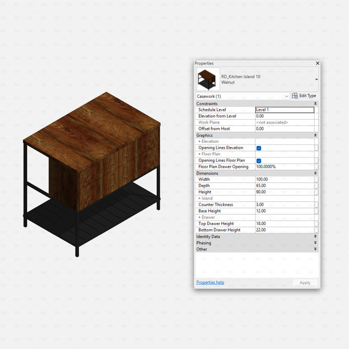 Download Free Revit Kitchen Island | Furniture Families | RD Studio