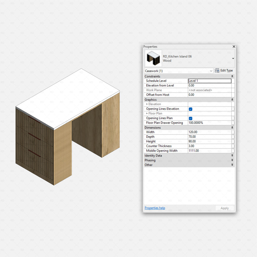 Download Free Revit Kitchen Island | Furniture Families | RD Studio