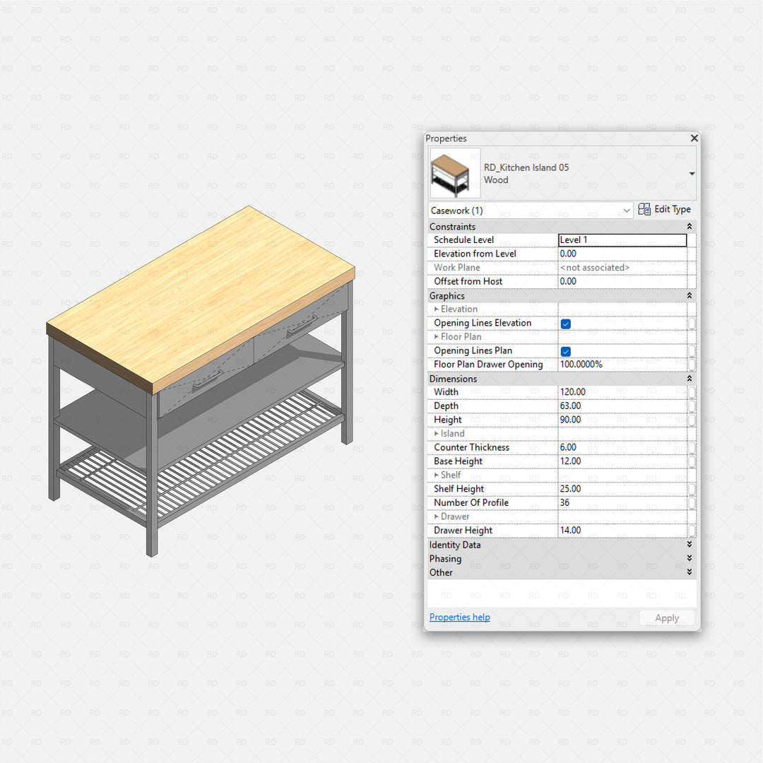Download Free Revit Kitchen Island | Furniture Families | RD Studio