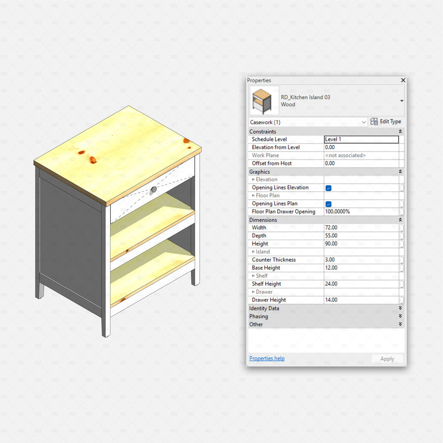 Download Free Revit Kitchen Island | Furniture Families | RD Studio