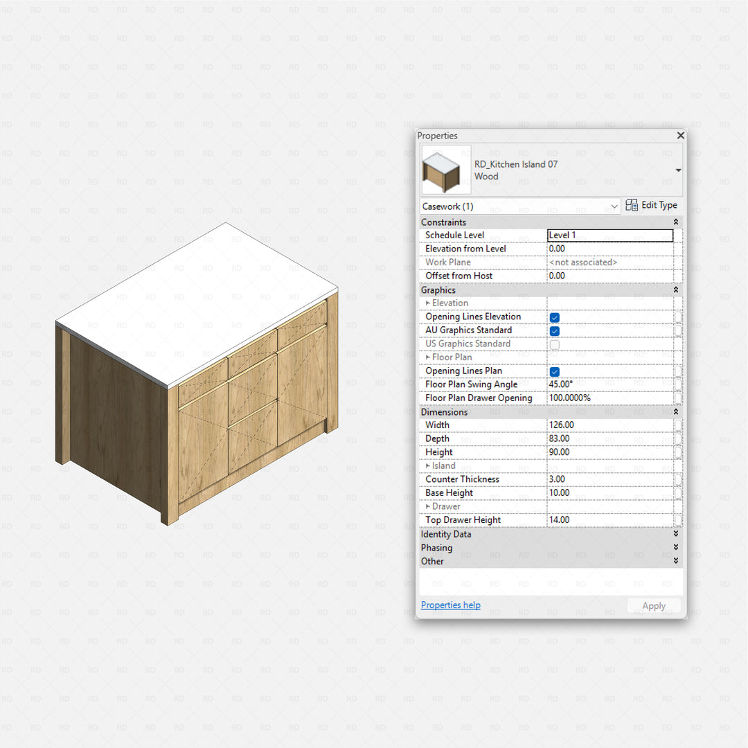 Download Free Revit Kitchen Island | Furniture Families | RD Studio