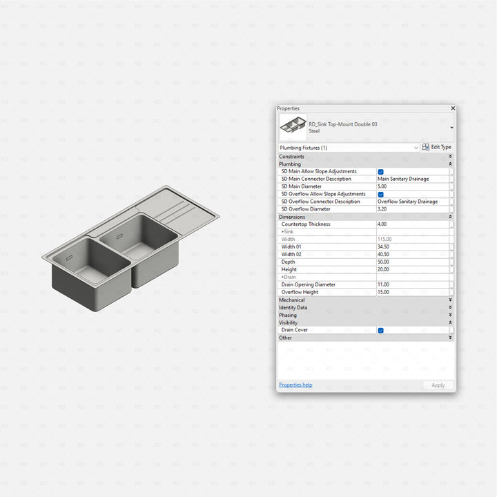 Revit Kitchen Sinks - Undermount, Top-mount, and Farmhouse | RD Studio