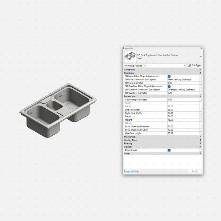 Revit Kitchen Sinks - Undermount, Top-mount, and Farmhouse | RD Studio