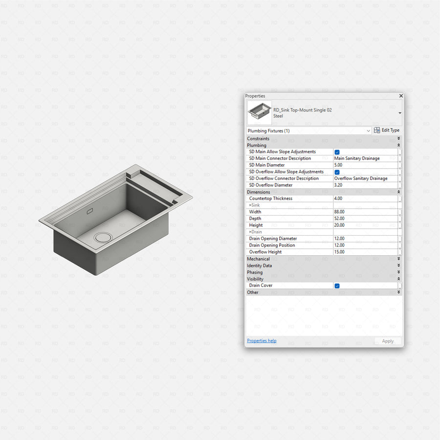 Revit Kitchen Sinks - Undermount, Top-mount, and Farmhouse | RD Studio