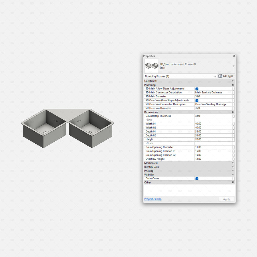 Revit Kitchen Sinks - Undermount, Top-mount, and Farmhouse | RD Studio