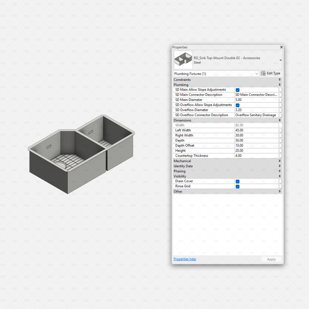 Revit Detailed Kitchen Sinks with Accessories Families | RD Studio