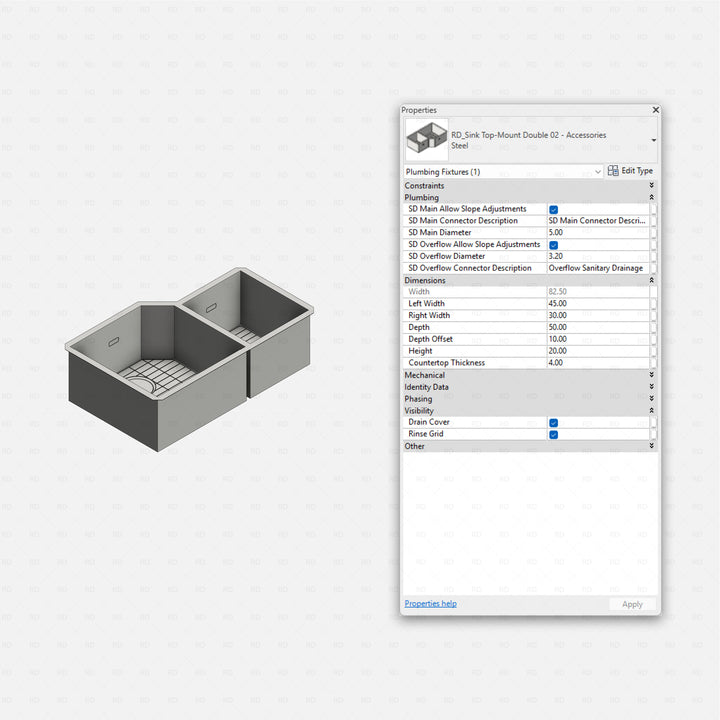 Revit Detailed Kitchen Sinks with Accessories Families | RD Studio