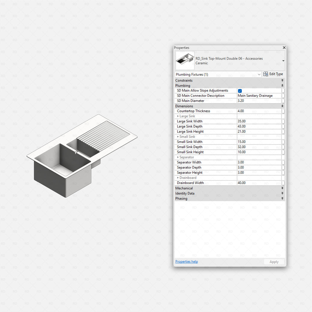 Revit Detailed Kitchen Sinks with Accessories Families | RD Studio