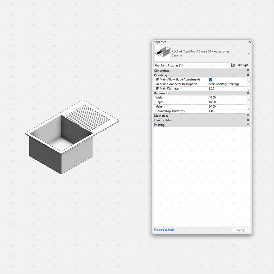 Revit Detailed Kitchen Sinks with Accessories Families | RD Studio