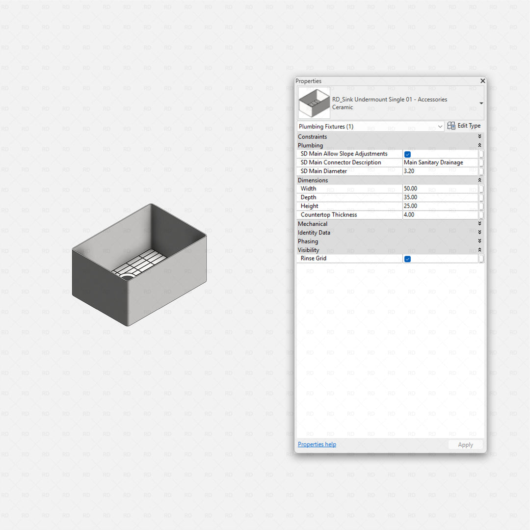 Revit Detailed Kitchen Sinks with Accessories Families | RD Studio