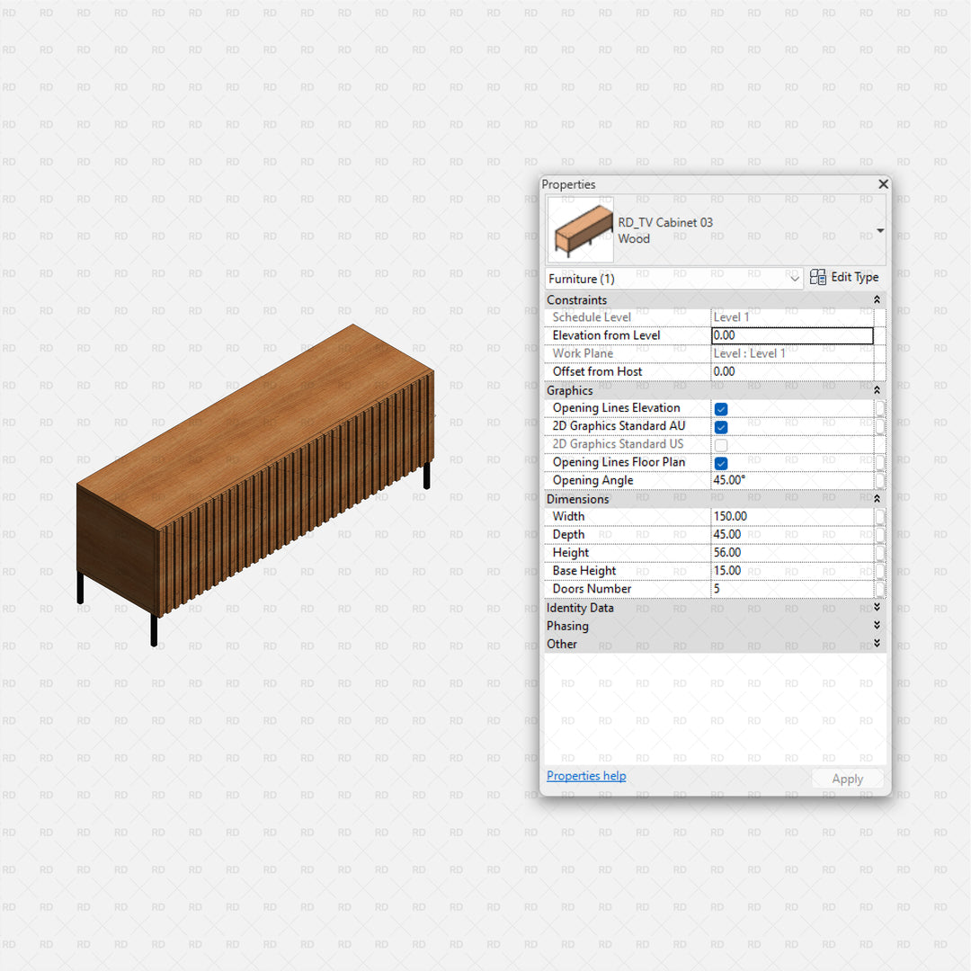 Revit TV Stands – 18 Parametric TV Stand Families | RD Studio