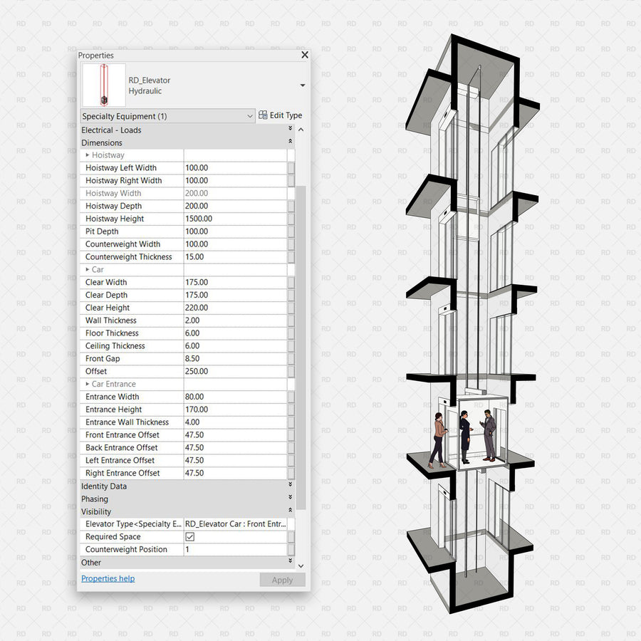 Download Revit Elevator and Elevator Door Families | RD Studio
