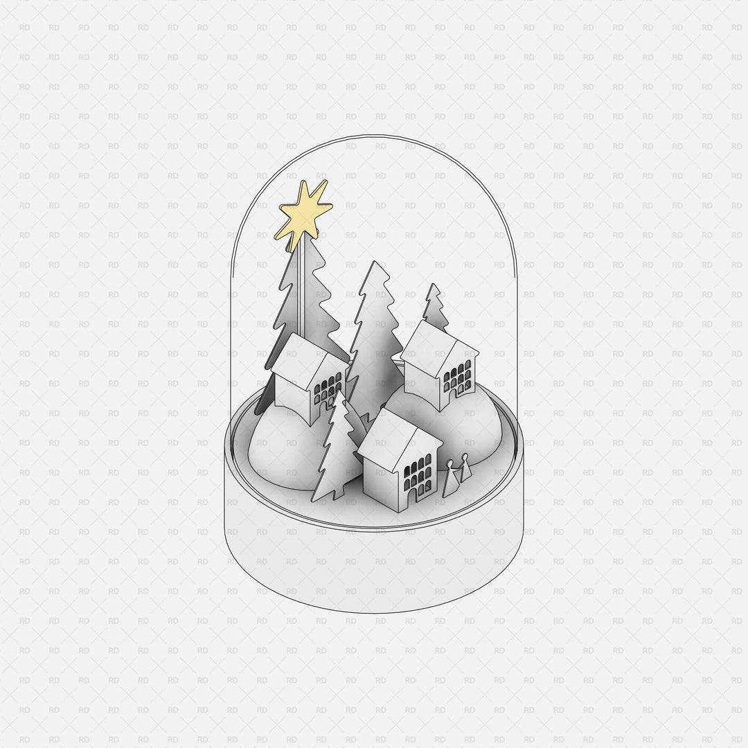Download Free Revit Christmas Village Dome Table Decoration Family