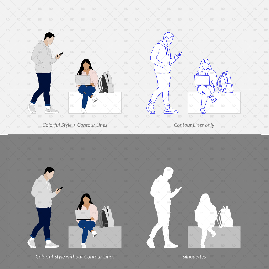Revit 2D People | 16 Human Scales | RD Studio
