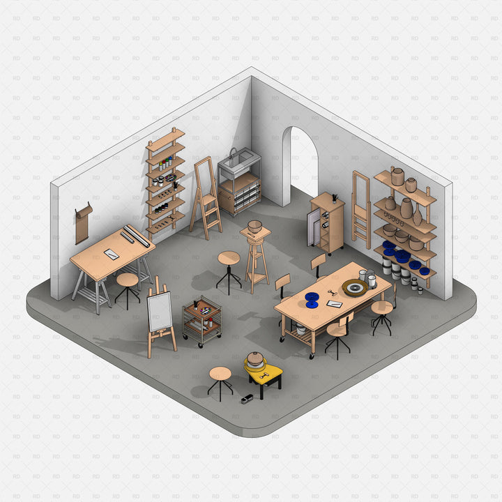 Download Art Studio and Pottery Equipment and Tools Revit Families | RD ...