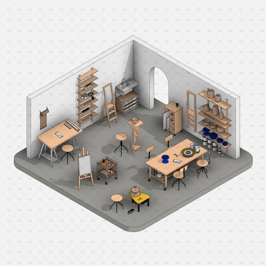 Download Art Studio and Pottery Equipment and Tools Revit Families | RD ...