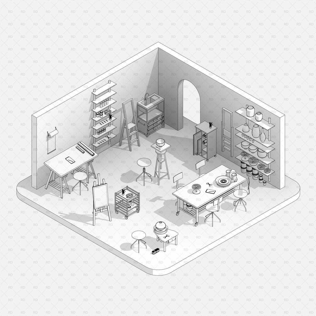 Download Art Studio and Pottery Equipment and Tools Revit Families | RD ...