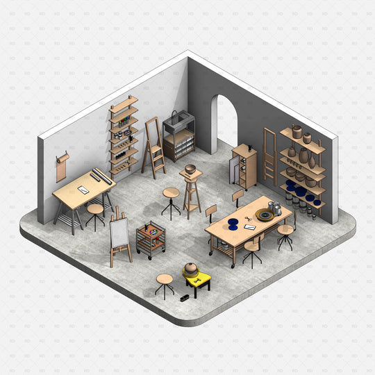 Download Art Studio and Pottery Equipment and Tools Revit Families | RD ...