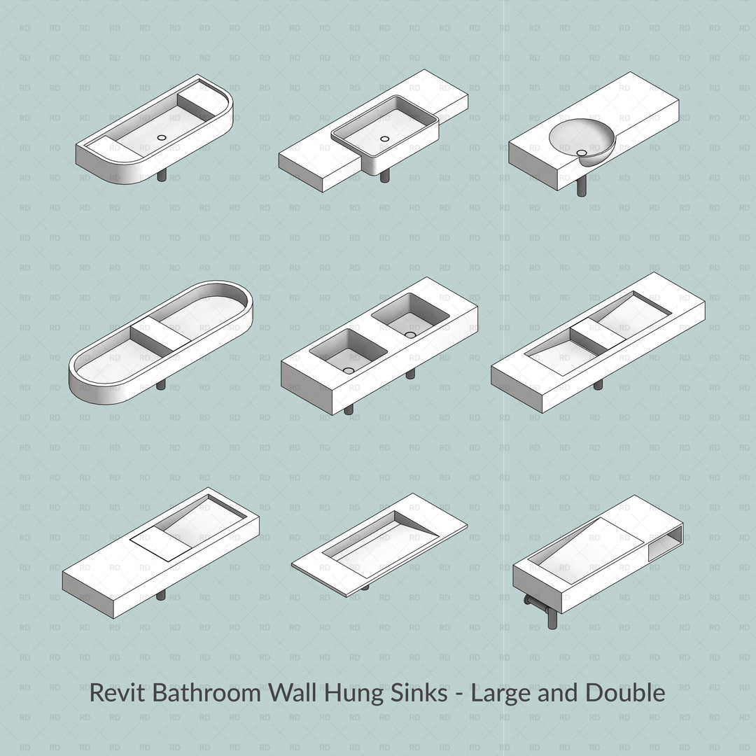Wall Mounted & Corner Bathroom Sink Revit Families | Parametric