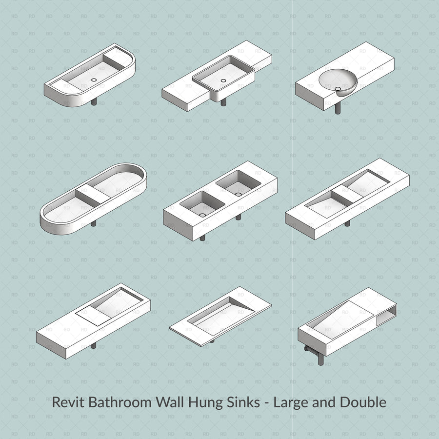 Wall Mounted & Corner Bathroom Sink Revit Families | Parametric