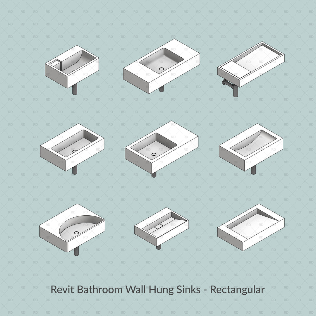Wall Mounted & Corner Bathroom Sink Revit Families | Parametric