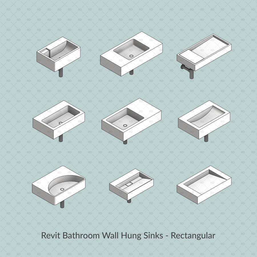 Wall Mounted & Corner Bathroom Sink Revit Families | Parametric