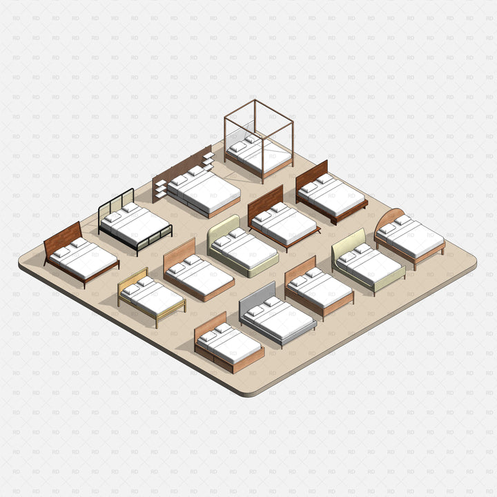 Smart Revit Bed Families | King, Queen, & Single Bed Frames