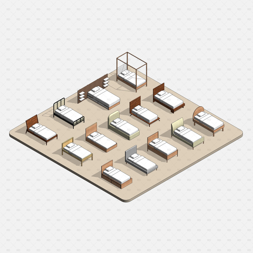 Smart Revit Bed Families | King, Queen, & Single Bed Frames