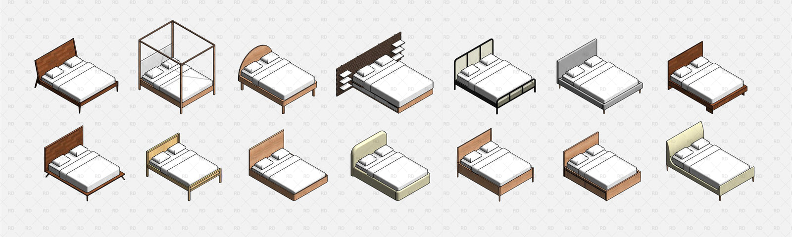 Smart Revit Bed Families | King, Queen, & Single Bed Frames