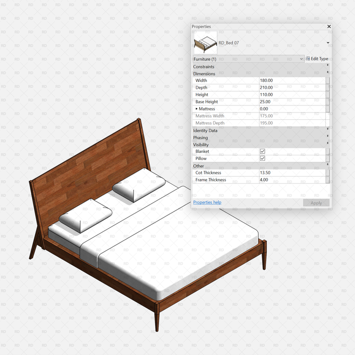 Smart Revit Bed Families | King, Queen, & Single Bed Frames