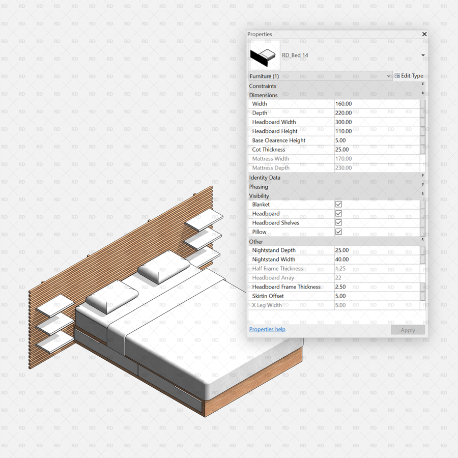Smart Revit Bed Families | King, Queen, & Single Bed Frames