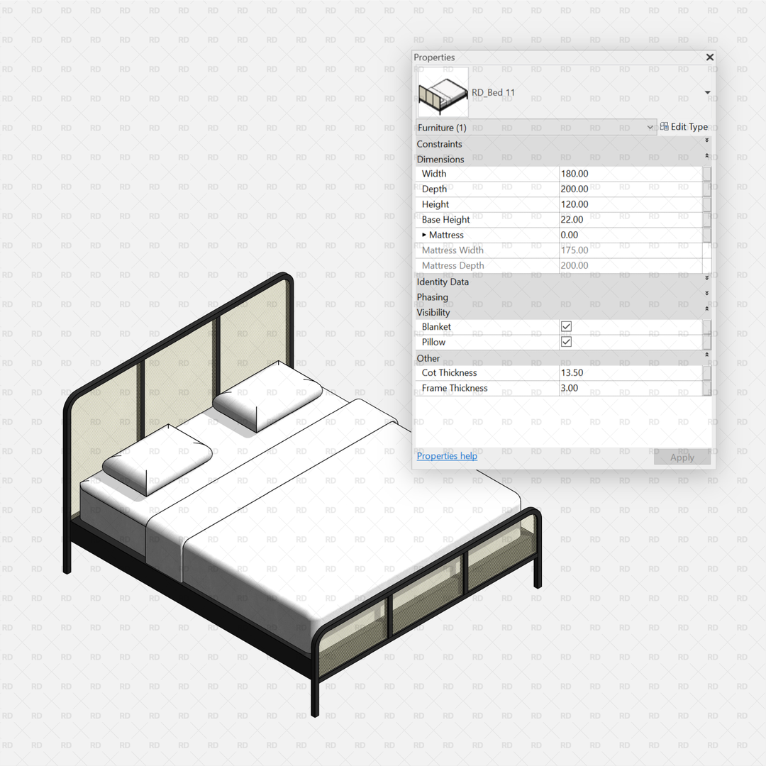 Smart Revit Bed Families | King, Queen, & Single Bed Frames