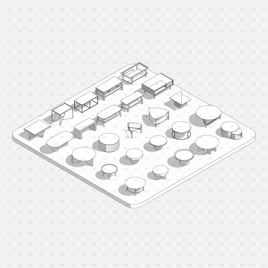 Download Parametric Coffee Table Revit Families | RD Studio