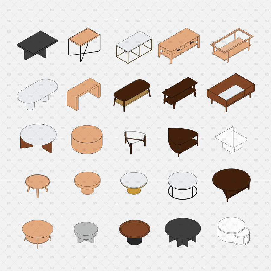 Download Parametric Coffee Table Revit Families | RD Studio