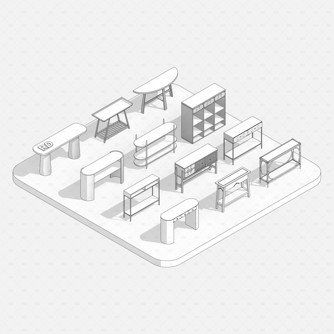 Revit Console Tables (Wood) - 12 Parametric Families | RD Studio