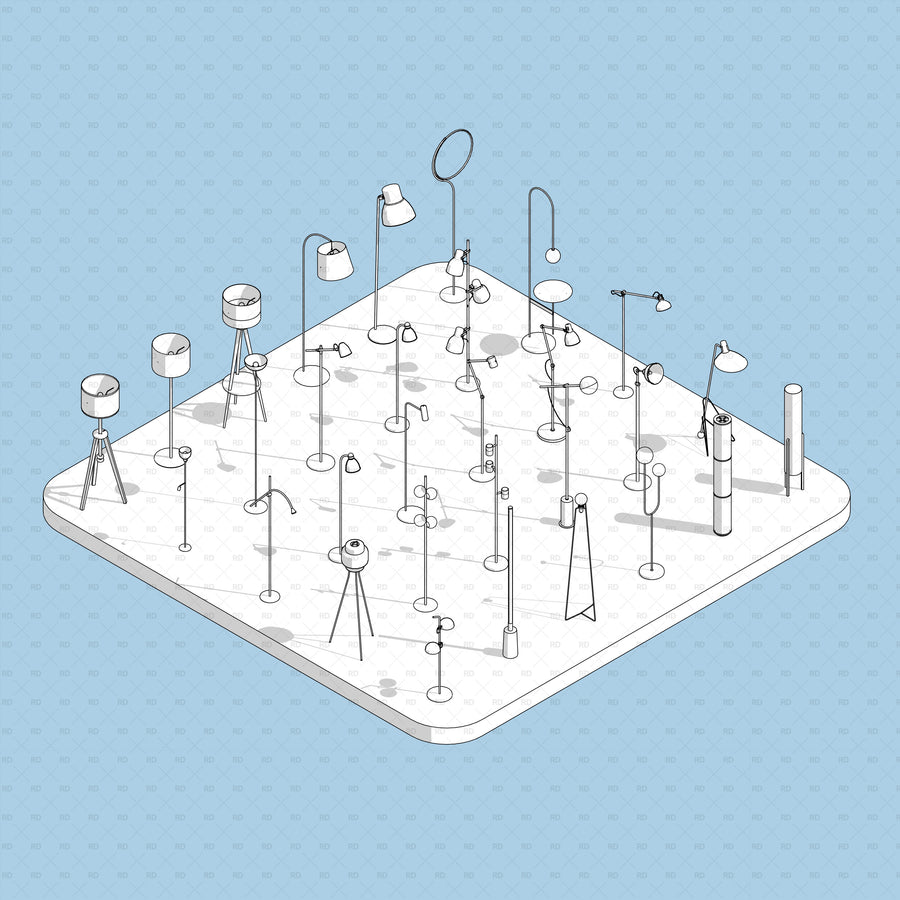 Download Free Floor Lamp Revit Families | Lighting Fixtures | RD Studio