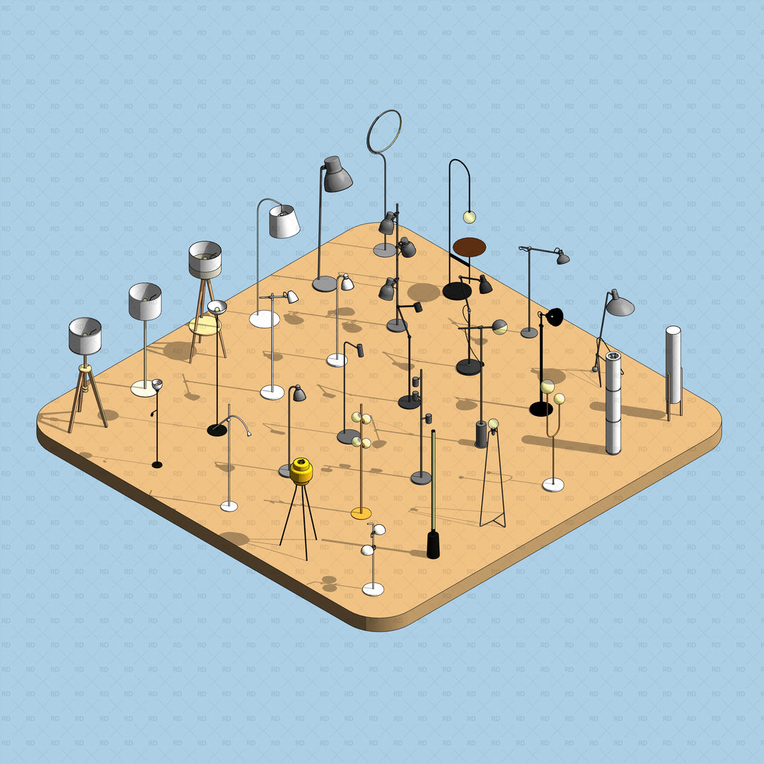 Download Free Floor Lamp Revit Families | Lighting Fixtures | RD Studio