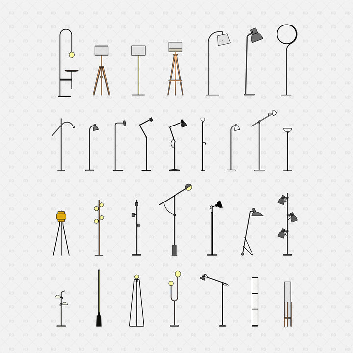 Download Free Floor Lamp Revit Families | Lighting Fixtures | RD Studio