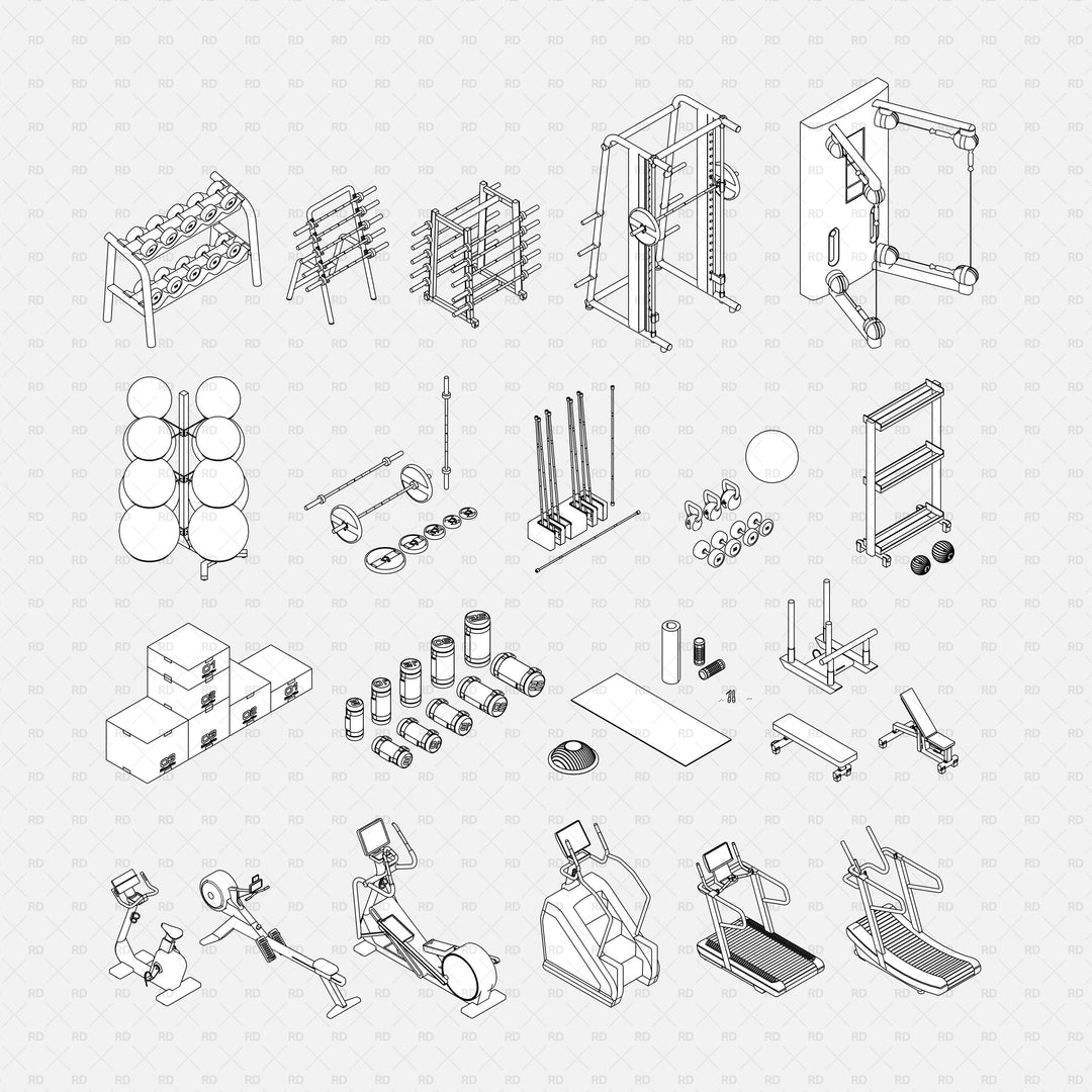 Download Revit Gym Equipment (30 Revit Fitness Families)
